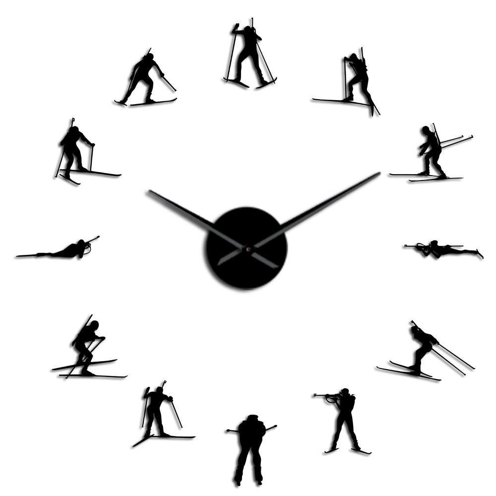 Ski People Diy Giant Wall Clock Decor For Home Win... – Grandado