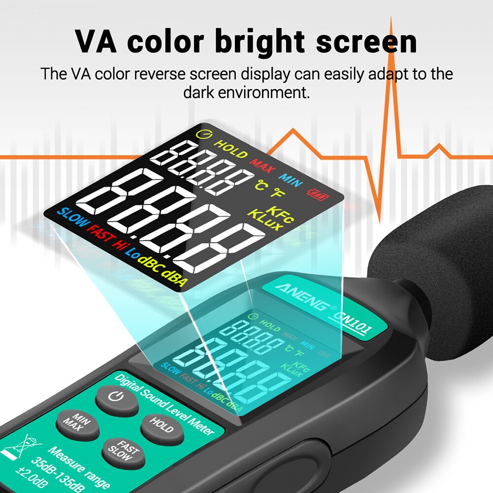 GN101 Digital Lärm Meter Multimeter Messung 35-135 db Intelligente ...