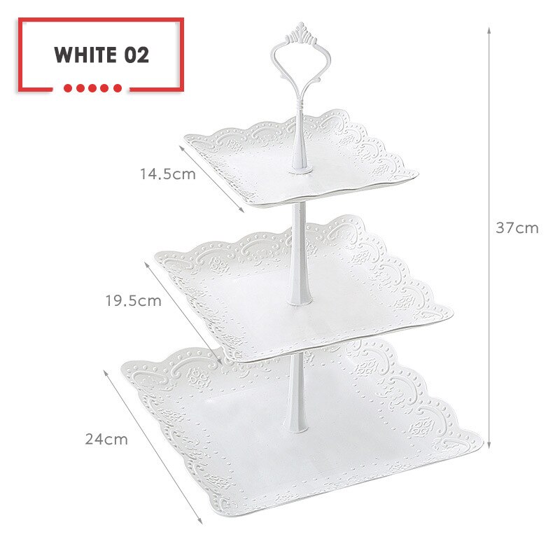 Cupcake Stand White 3-Tier Cake Holder Party Round... – Grandado