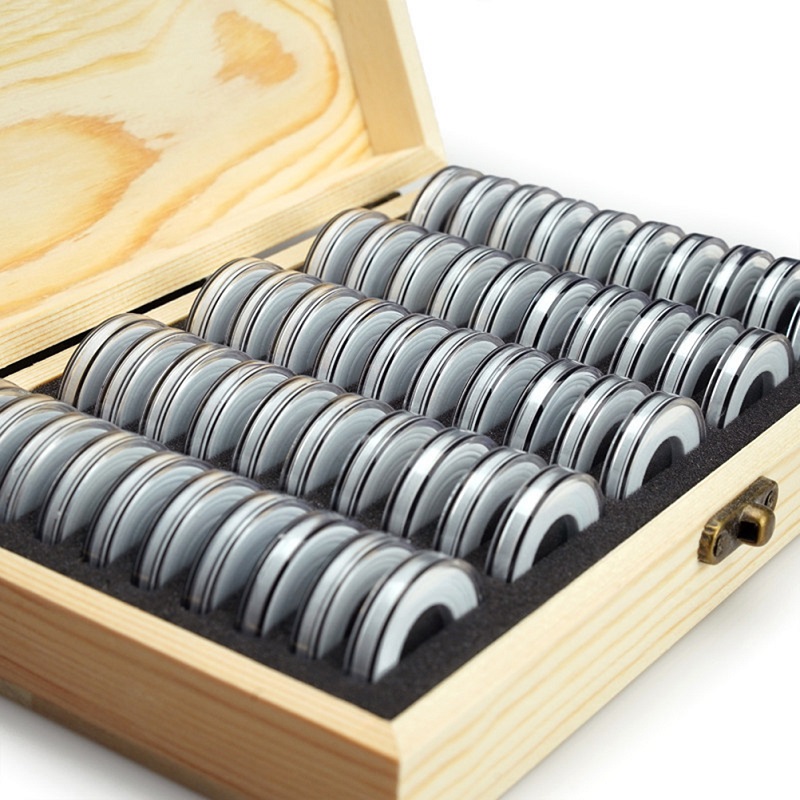 50pcs Coin Holder Case with Wooden Storage Box Rou... – Grandado
