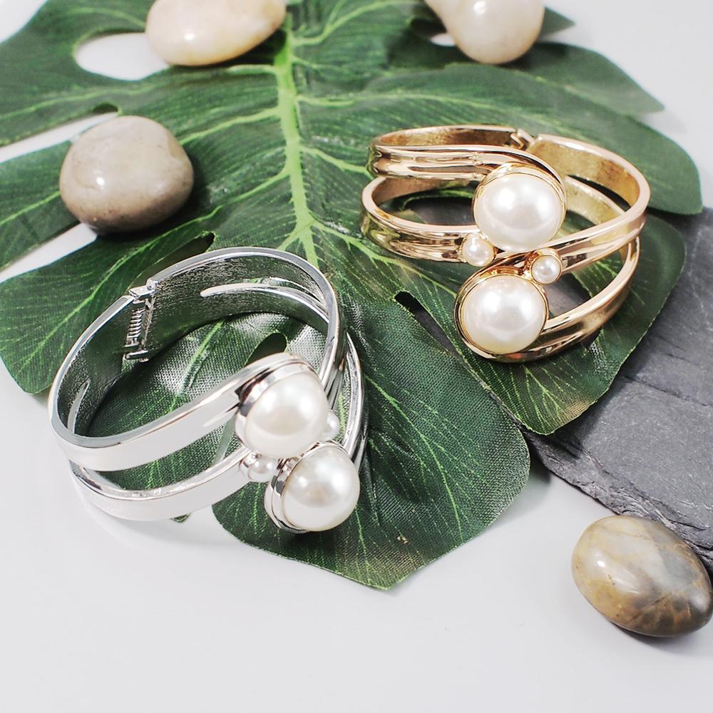 MANILAI Alloy Simulated Pearl Bangle Bracelets For... – Grandado MANILAI Alloy Simulated Pearl Bangle Bracelets For... – Grandado