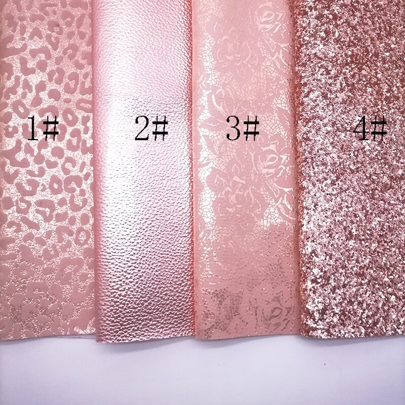 Rosa guld glitter læder, leopard vinyl stof plader... – Grandado