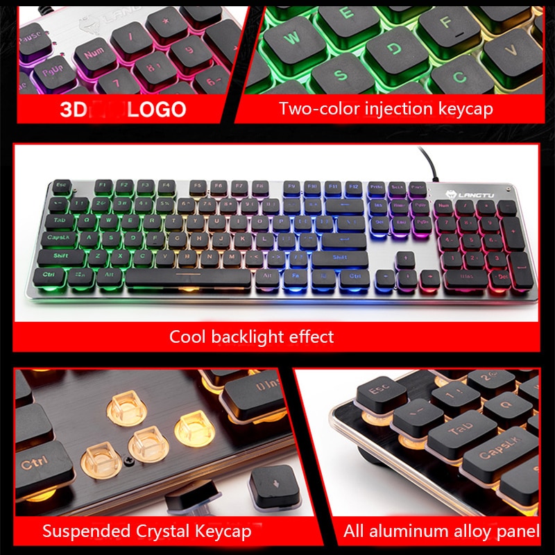 Gaming Keyboard 104 Keycaps RGB Backlit Waterproof... – Grandado