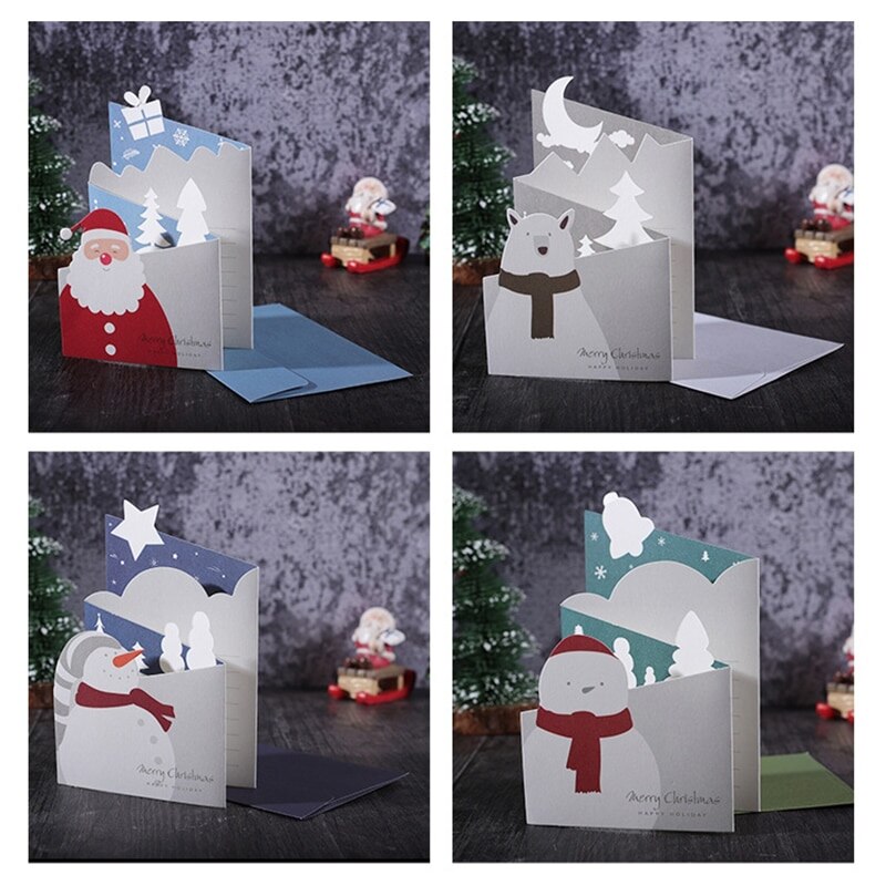 4 unids/lote 3D Pop Santa tarjetas con tarjetas de... – Grandado