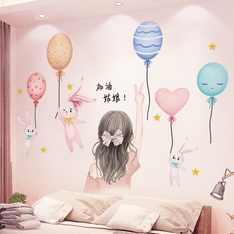 [SHIJUEHEZI] Balloons Rabbits Wall Stickers DIY Ca... – Grandado