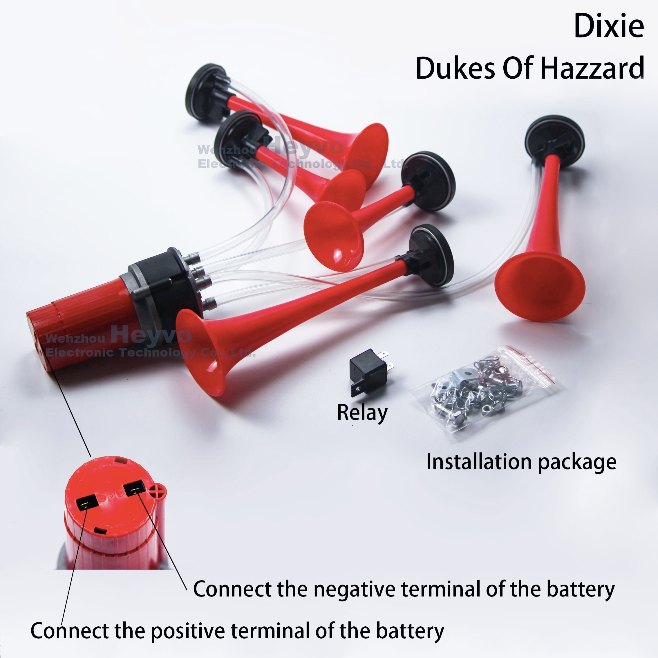 5 tube Dixie Air Horn Loud Red Trumpets Musical So... – Grandado