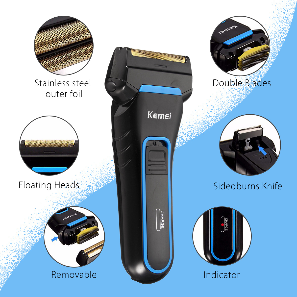 Men Electric Razor Shaver 2 Blades Cordless Dual F... – Grandado