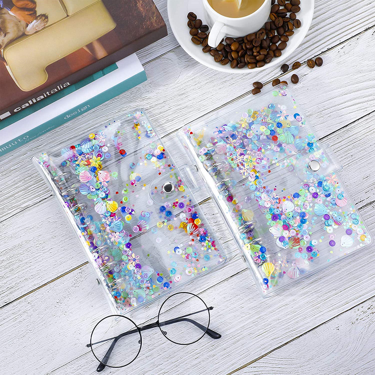 A6 PVC Glitter Binder Cover Clear Quicksand Decor ... – Vicedeal