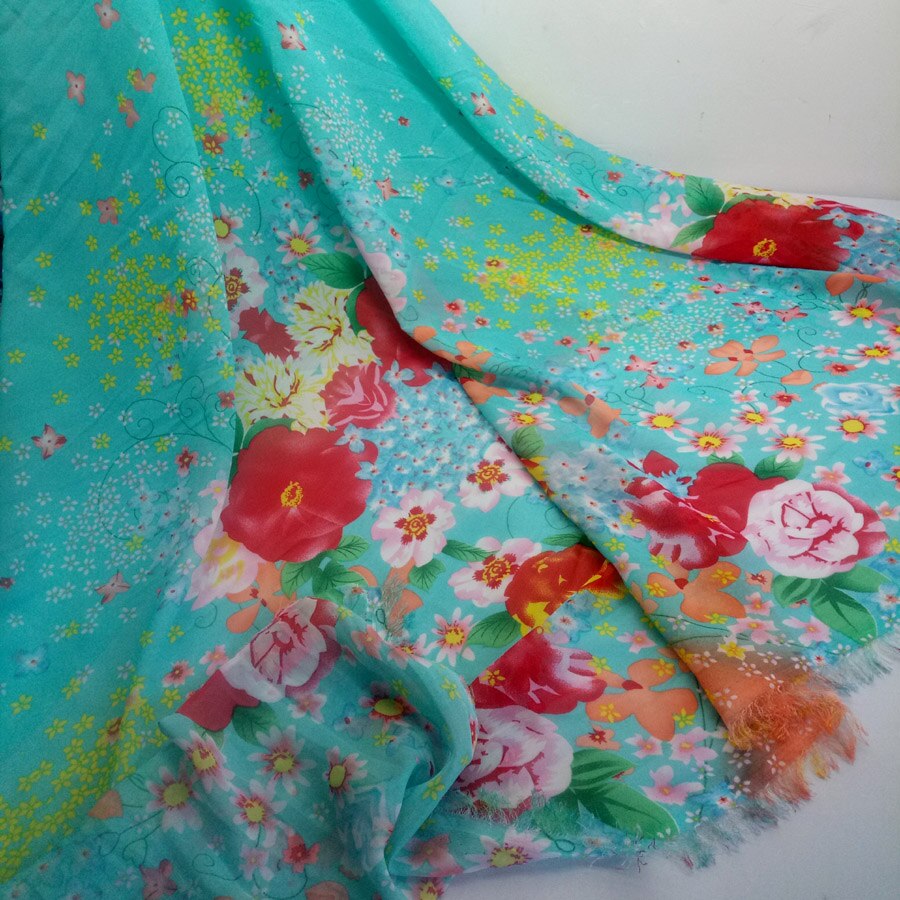 75D Chiffon Dress Fabric Sewing Material ON Floral... – Grandado