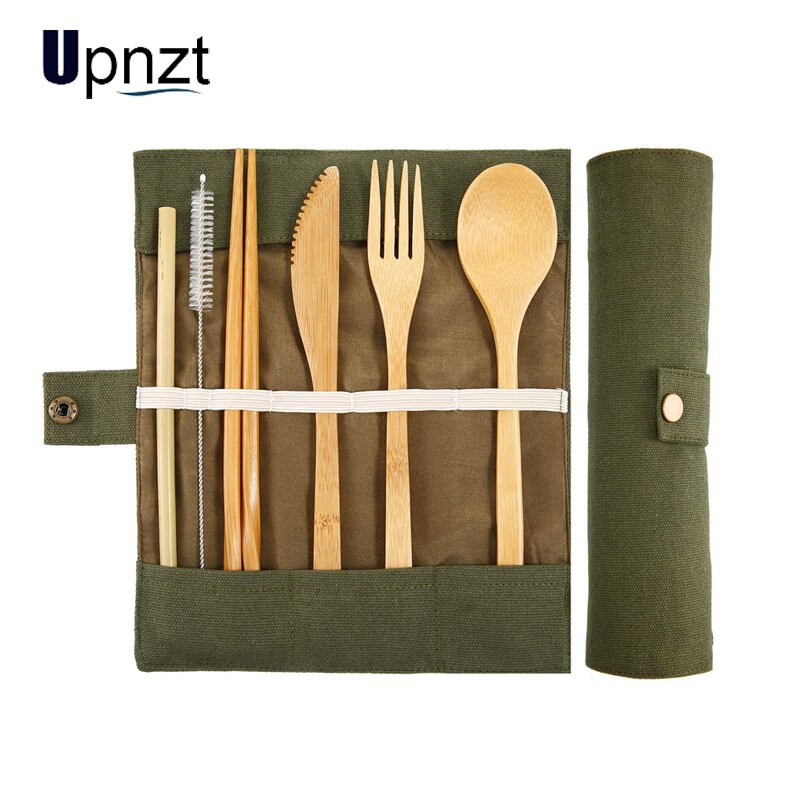 7-Piece Wooden Flatware Cutlery Set Bamboo Straw S... – Grandado