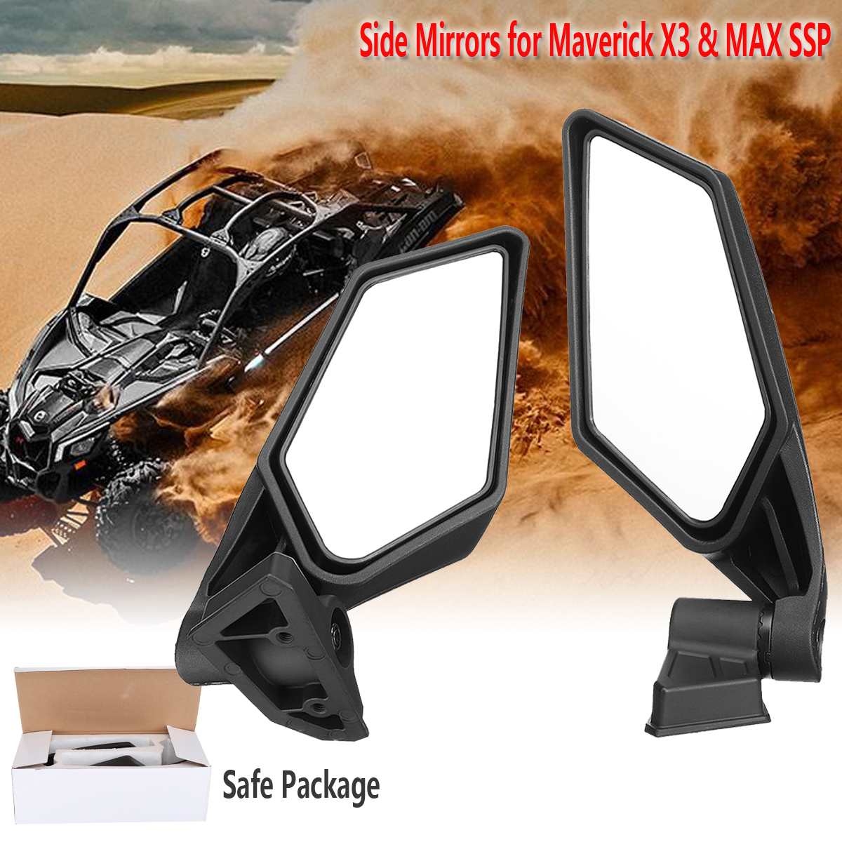 A Pair Left & Right UTV Side View Mirrors Rearview... – Grandado