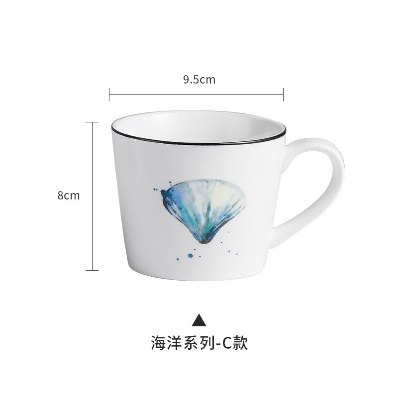 Marine Pattern Ceramic Cup Single Layer Office Mug... – Grandado