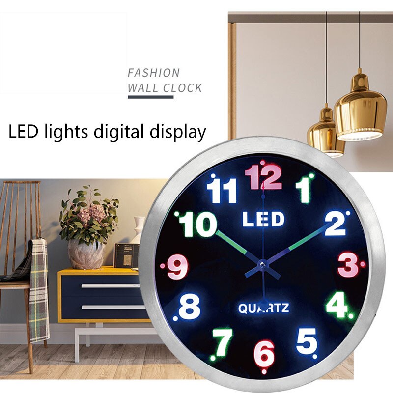 Color Night Wall Clock Digital Metal Led Wall Cloc... – Grandado