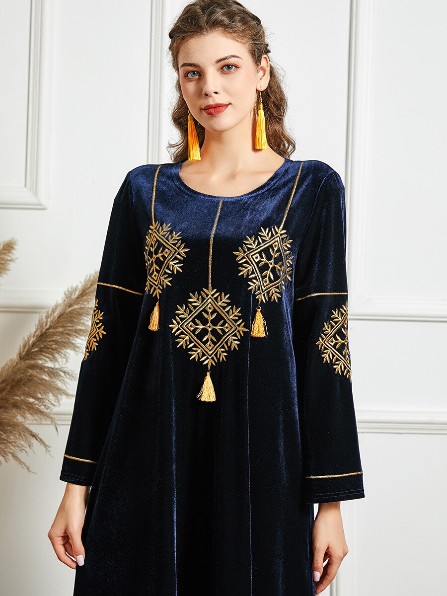 Muslim Arabic Embroidery Velvet Pakistani Turkey D... – Grandado