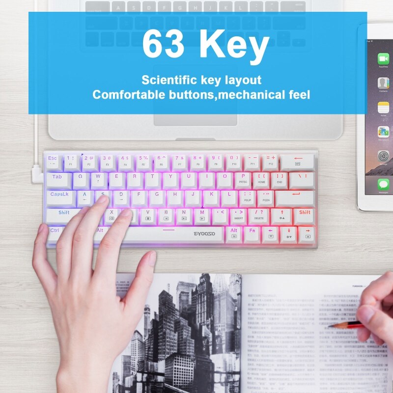 Z-22 Type-C 63 Keys Mechanical Keyboard USB RGB Ba... – Grandado