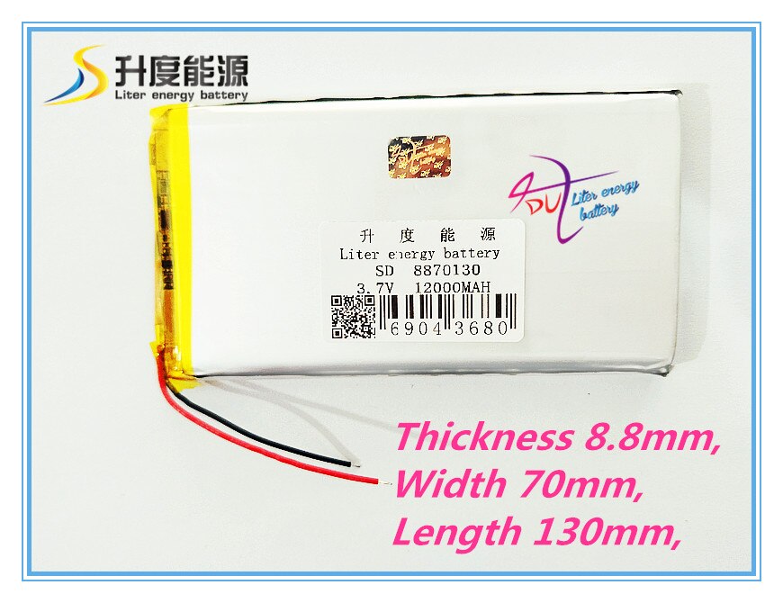 lithium polymer battery 3.7 V 8870130 12000mah tab... – Grandado
