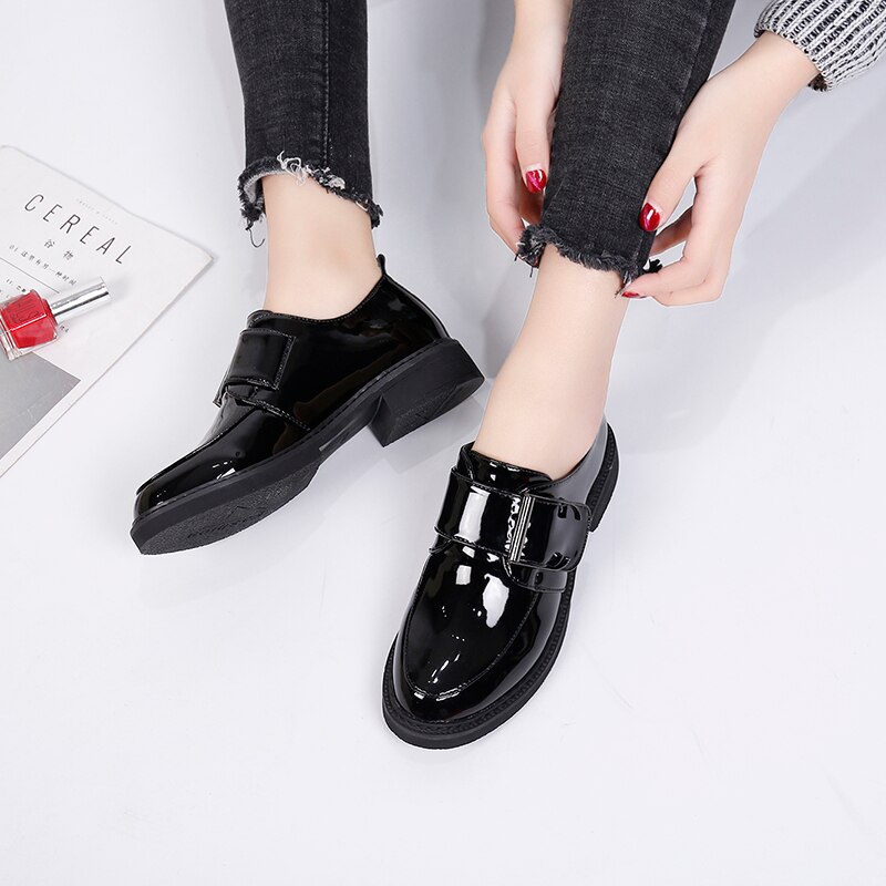 Patent Leather Women Shoes Woman Oxfords Solid Bla... – Grandado