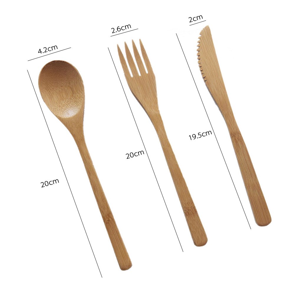 Bamboo tableware set, bamboo fork, knife and spoon... – Vicedeal