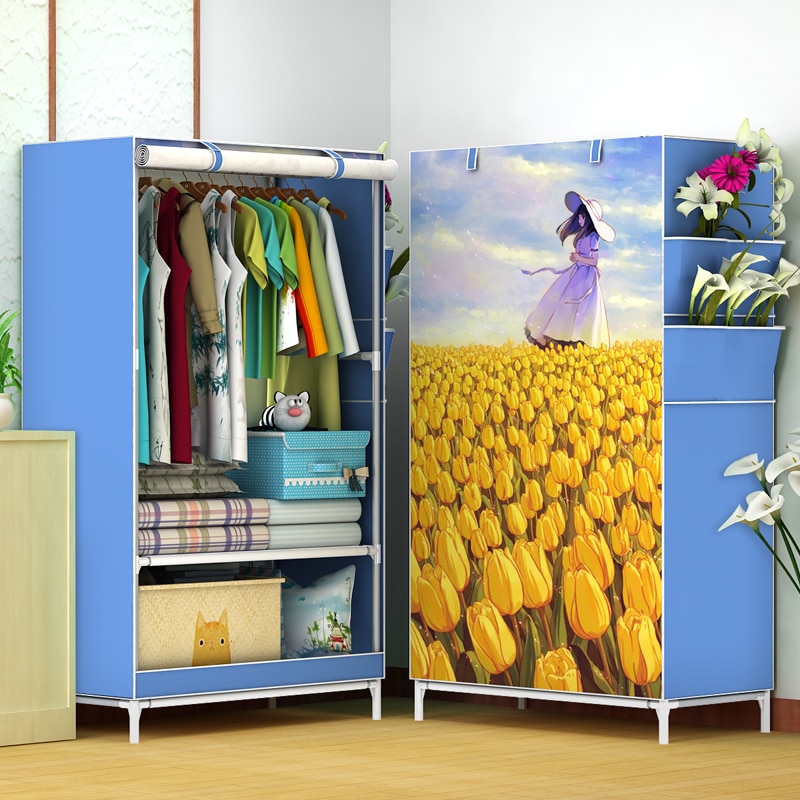 Single canvas wardrobe cupboard clothes rail stora... – Vicedeal
