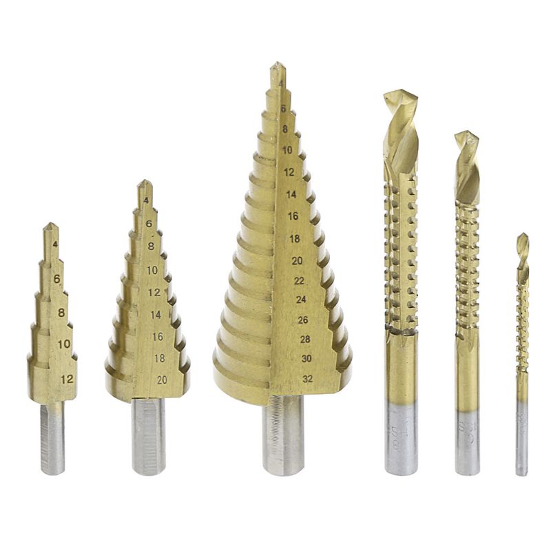6 Pcs/Set HSS Steel Titanium Coated Step Drill Bit... – Vicedeal