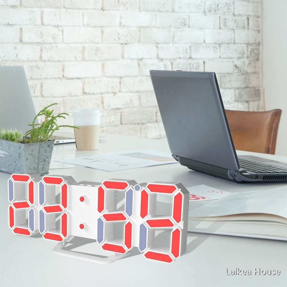 3D LED Digital Clock Three-Dimensional Wall Desk C... – Grandado