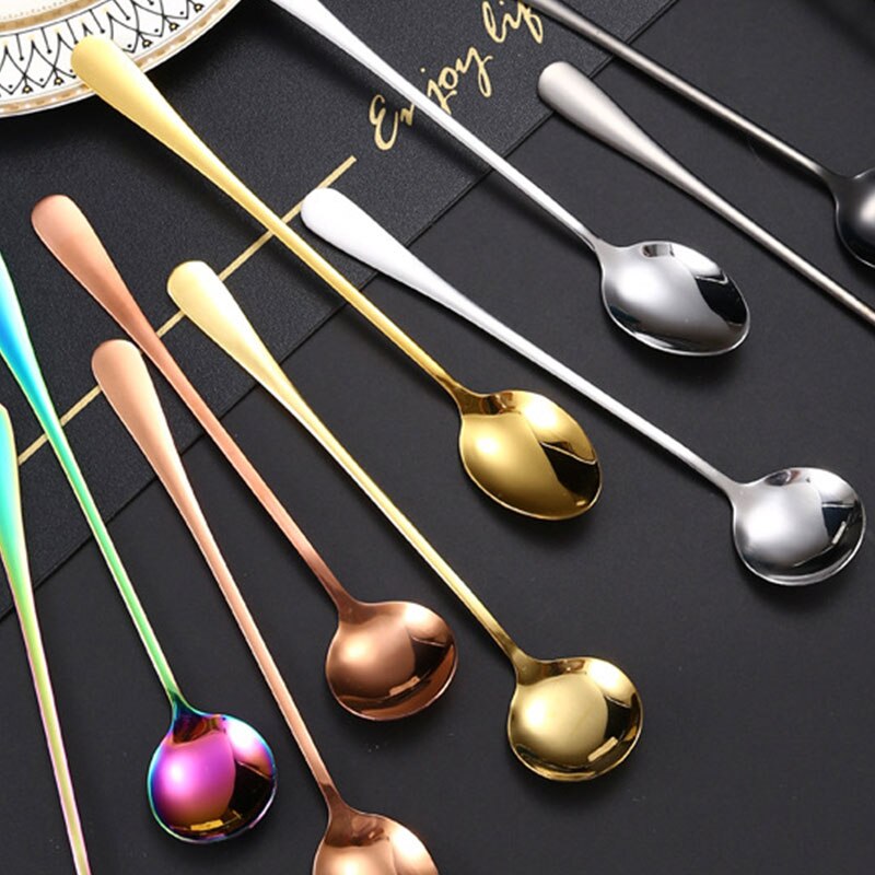 5pcs Stainless Steel Spoon Set Ice Cream Coffee Te... – Grandado