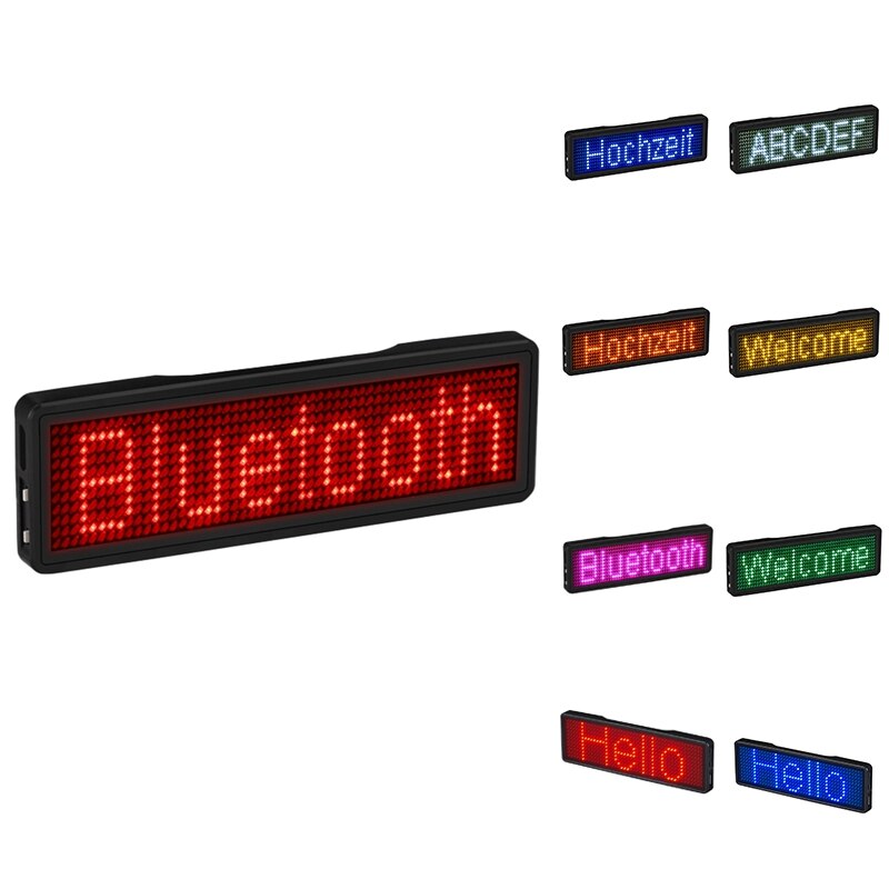 Bluetooth LED Name Badge Rechargeable Light Sign D... – Grandado