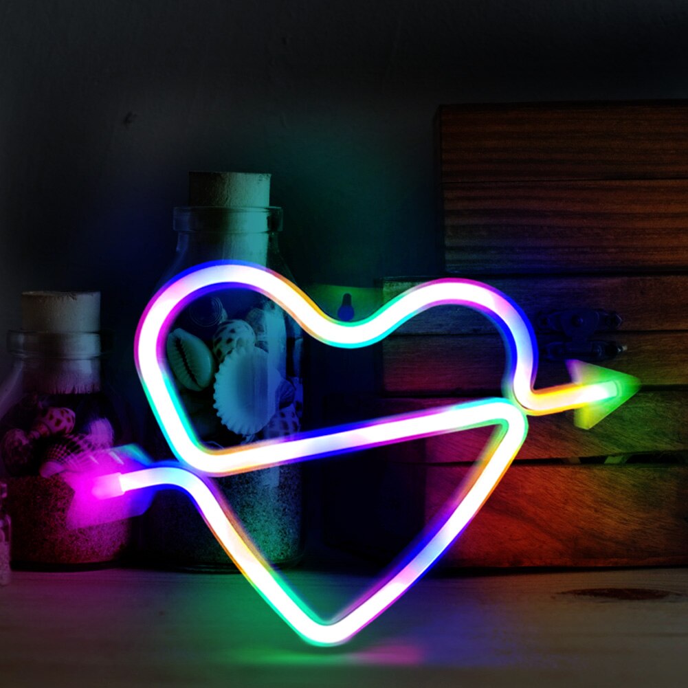 Hart Pijl Vorm Led Neon Licht Kleurrijke Regenboog... – Vicedeal