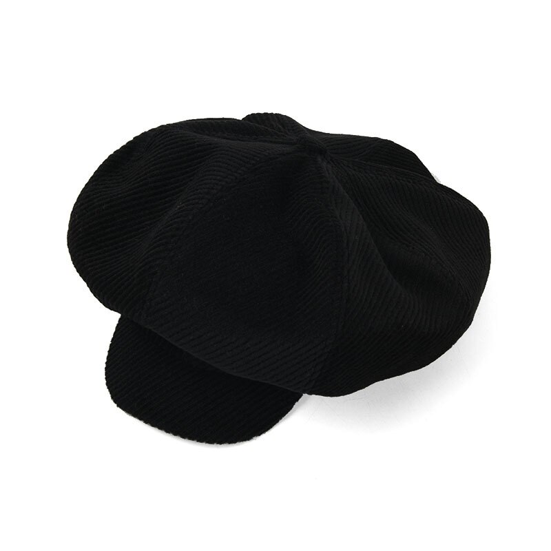 Autumn Winter Black Corduroy Octagonal Hat For Wom... – Grandado
