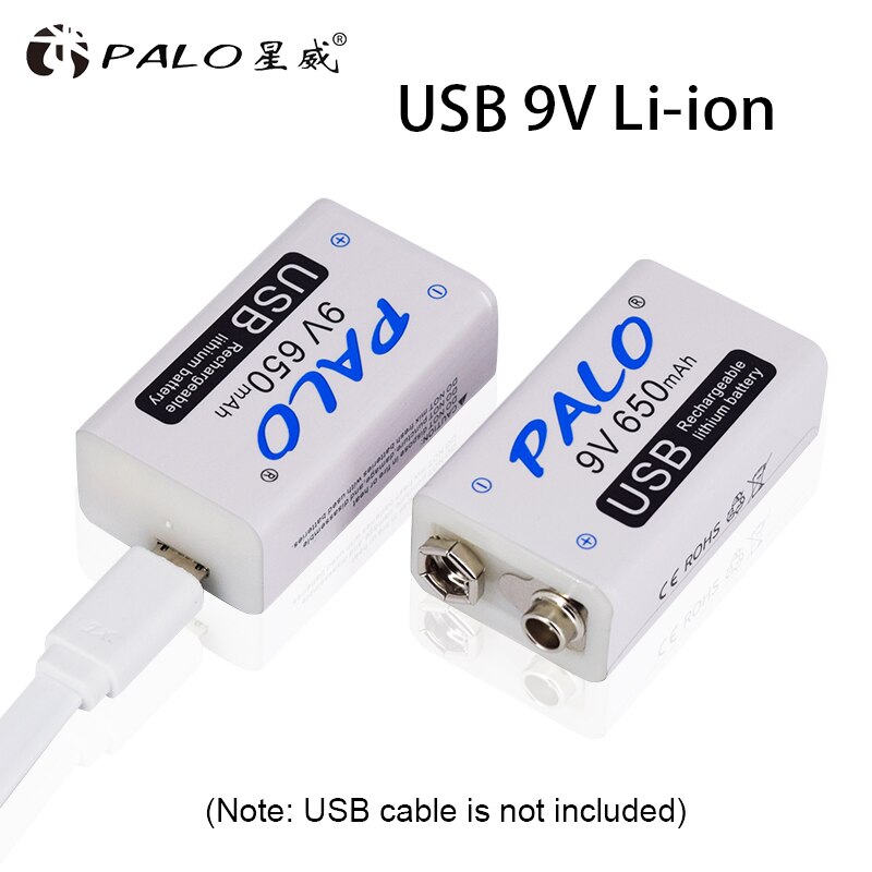 PALO micro USB 9V 6F22 Rechargeable Li-ion Battery... – Grandado