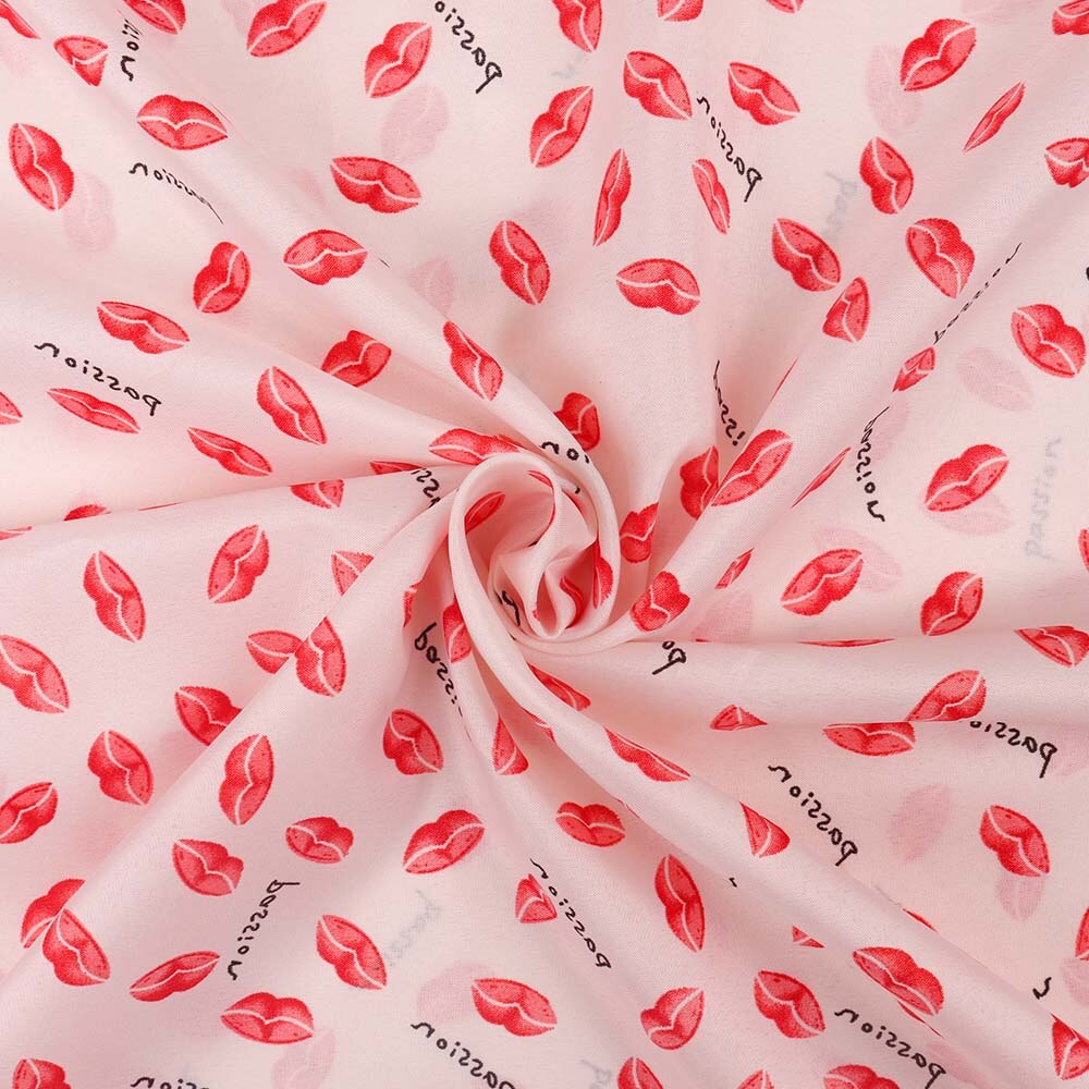 45*150CM Vintage Chiffon Fabrics Flame Red Lips Pa... – Grandado