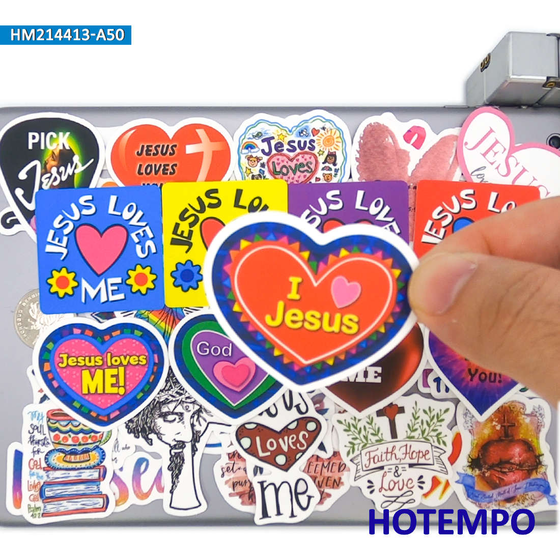 50Pcs Retro Patroon God Hoop Jesus Loves Me Slogan... – Grandado
