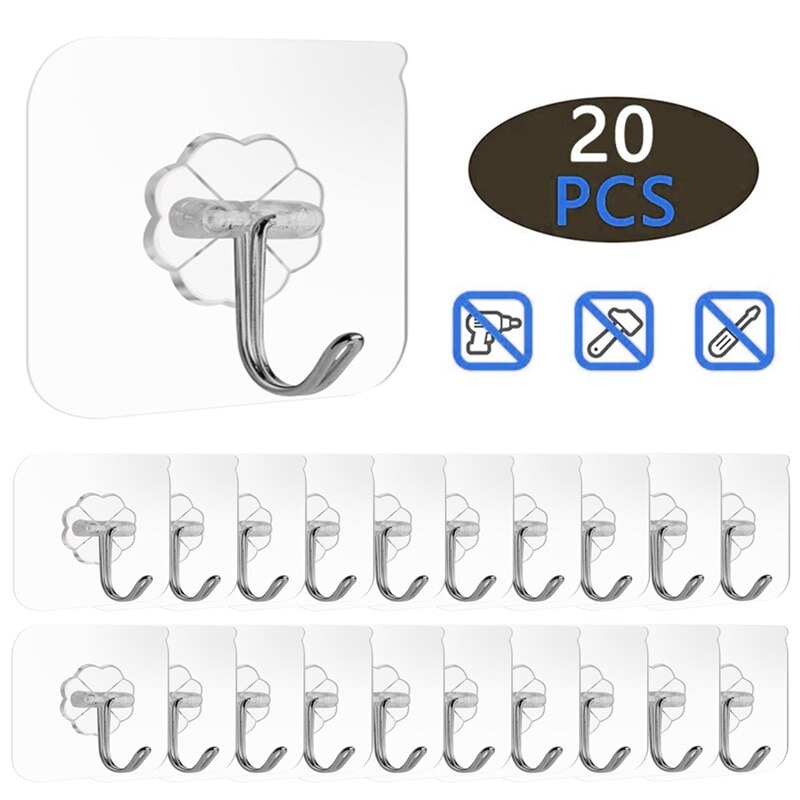 20pcs Waterproof Punch-Free Hook Wall Hangers Visc... – Grandado