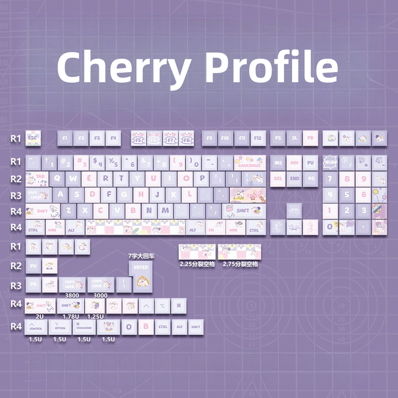 MOA/Cherry Profile Purple Rabbit PBT Keycaps Big S... – Vicedeal