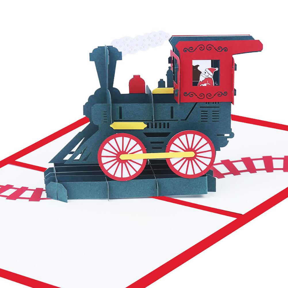 Xmas Santa Claus Train 3D Pop Up Greeting Card Mer... – Grandado
