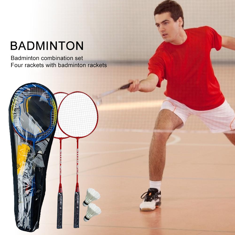 Badminton Racket Set 4 Rackets Offensive Raqueta B... – Vicedeal