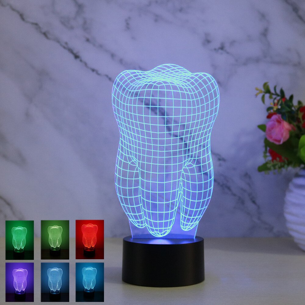 Tandarts Decoratie Led 3D Lamp Gradiënt 7 Kleur Ta... – Vicedeal