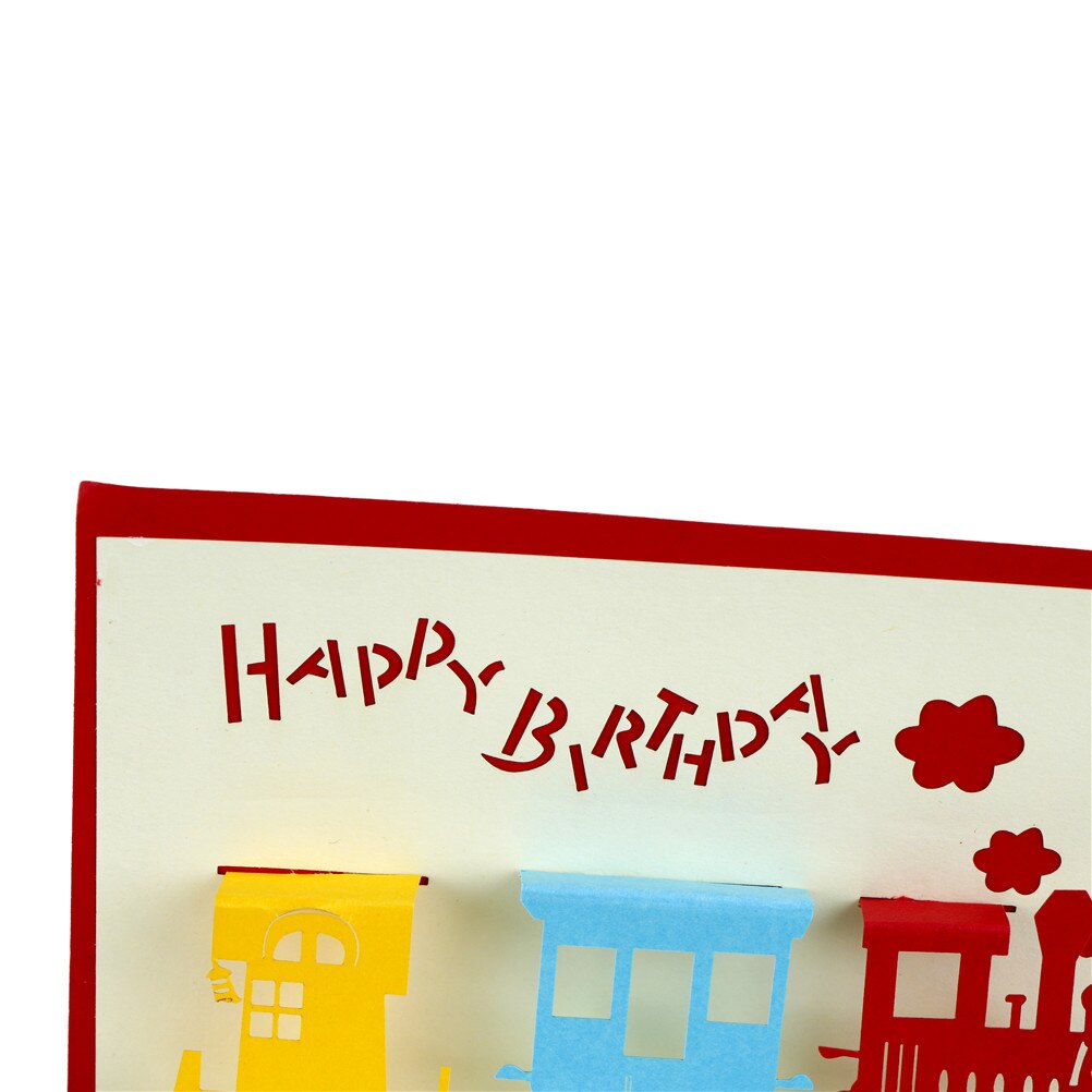 Pop Up Red 3D Cut Train Paper Greeting Card Postca... – Grandado