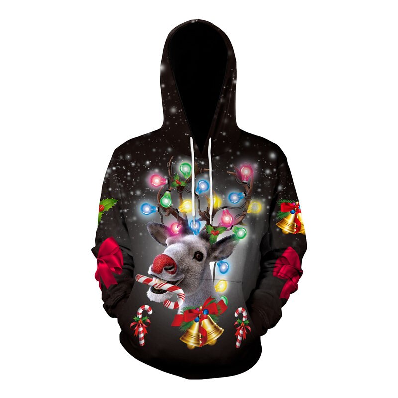Kerstmis cosplay rendier 3d patroon trui losse hoo... – Vicedeal