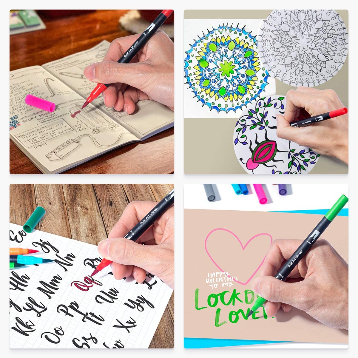 Dual Tip Brush Pens: Felt Tip Pen Set 24 Colors Pe... – Grandado