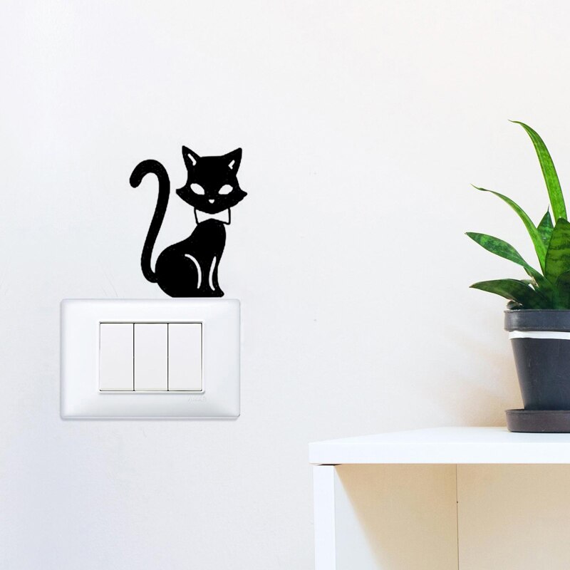 KUCADA beautiful cat switch panel sticker for wall... – Grandado