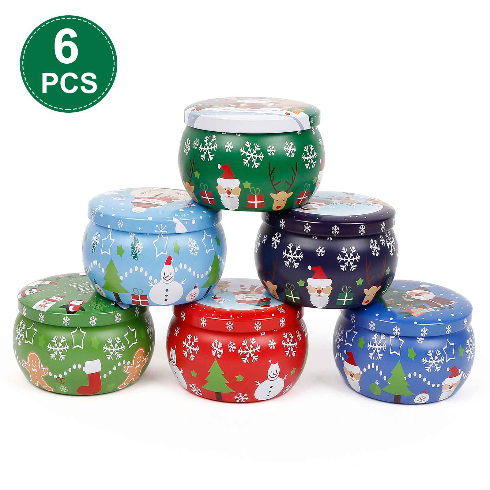 Round Big Christmas Tin Santa Claus Snowman Metal ... – Grandado