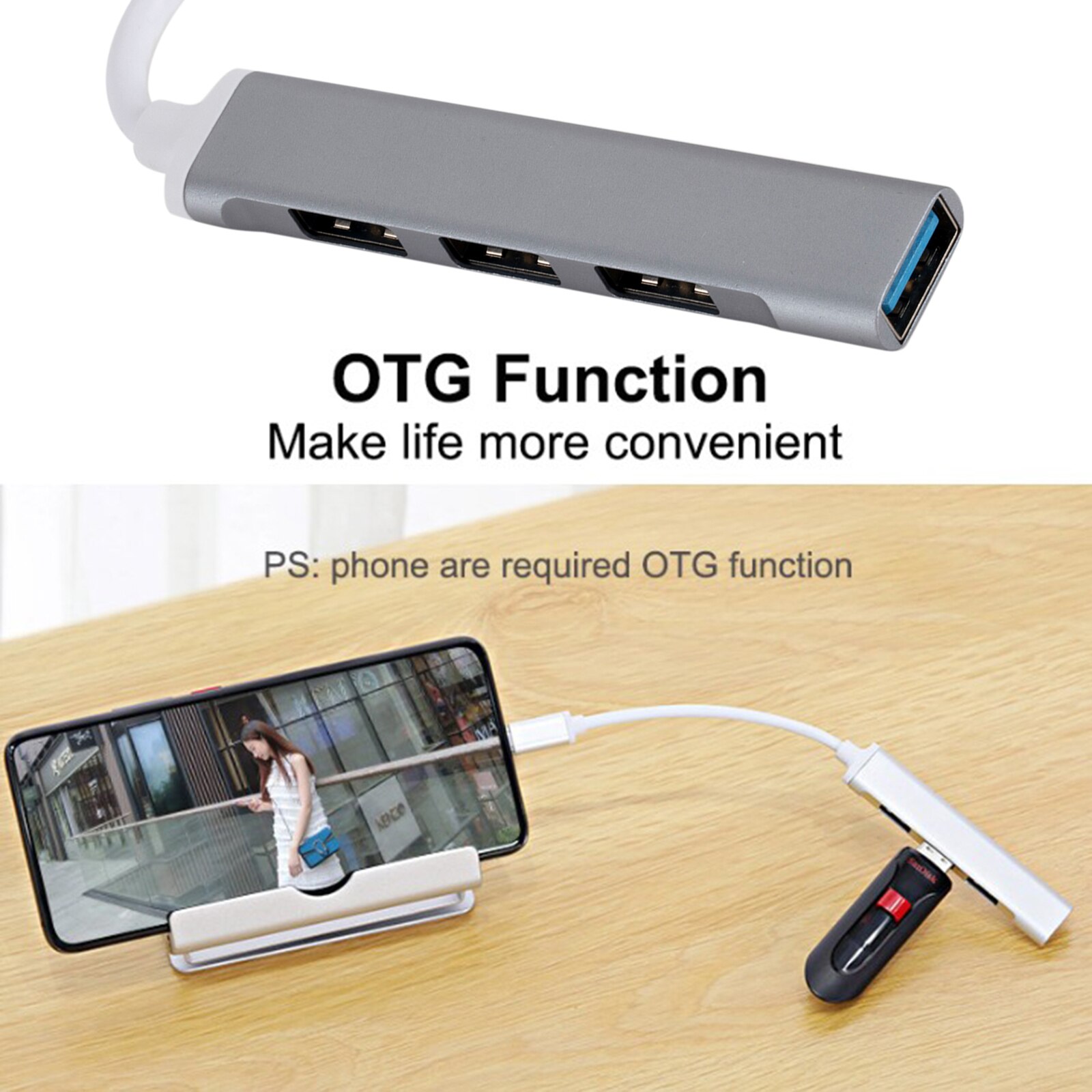 USB Hub 4-Port USB Hub, Portable 5Gbps Data HUB Sp... – Grandado