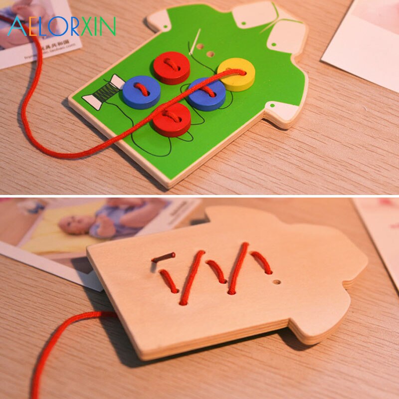 Wear The Button Threading Board Educational Wooden... – Grandado