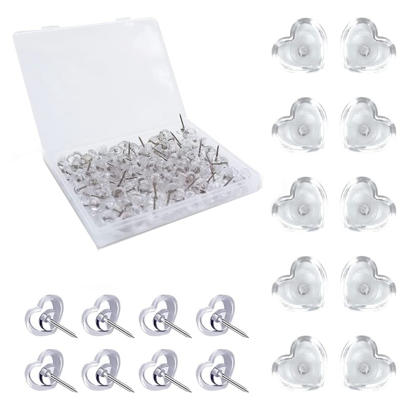 Chinchetas transparentes con forma de corazón, tac... – Grandado