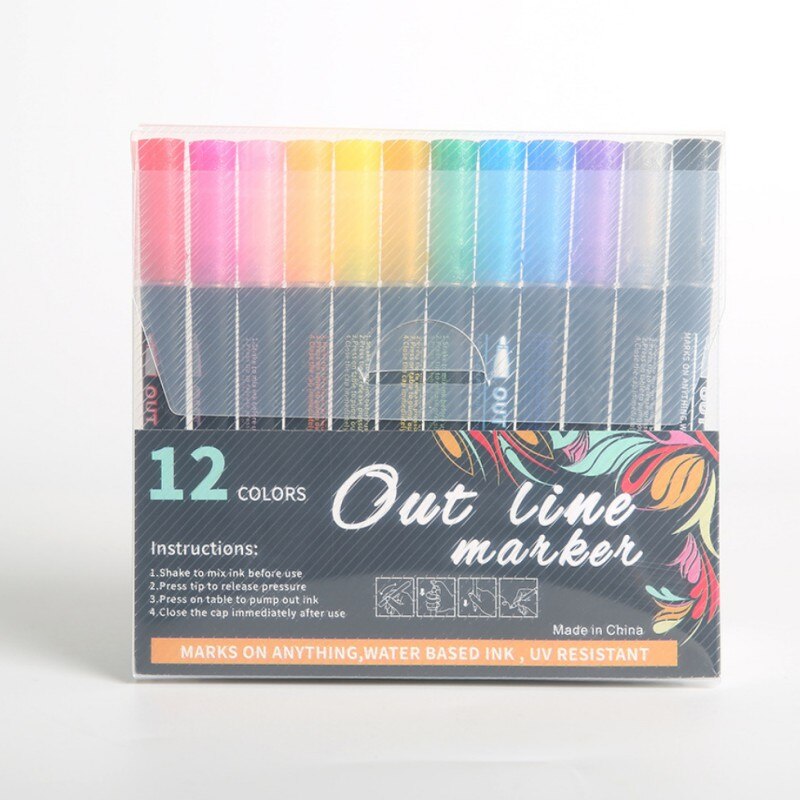 8/12 Color Markers Set Double Line Paint Pens For ... – Vicedeal