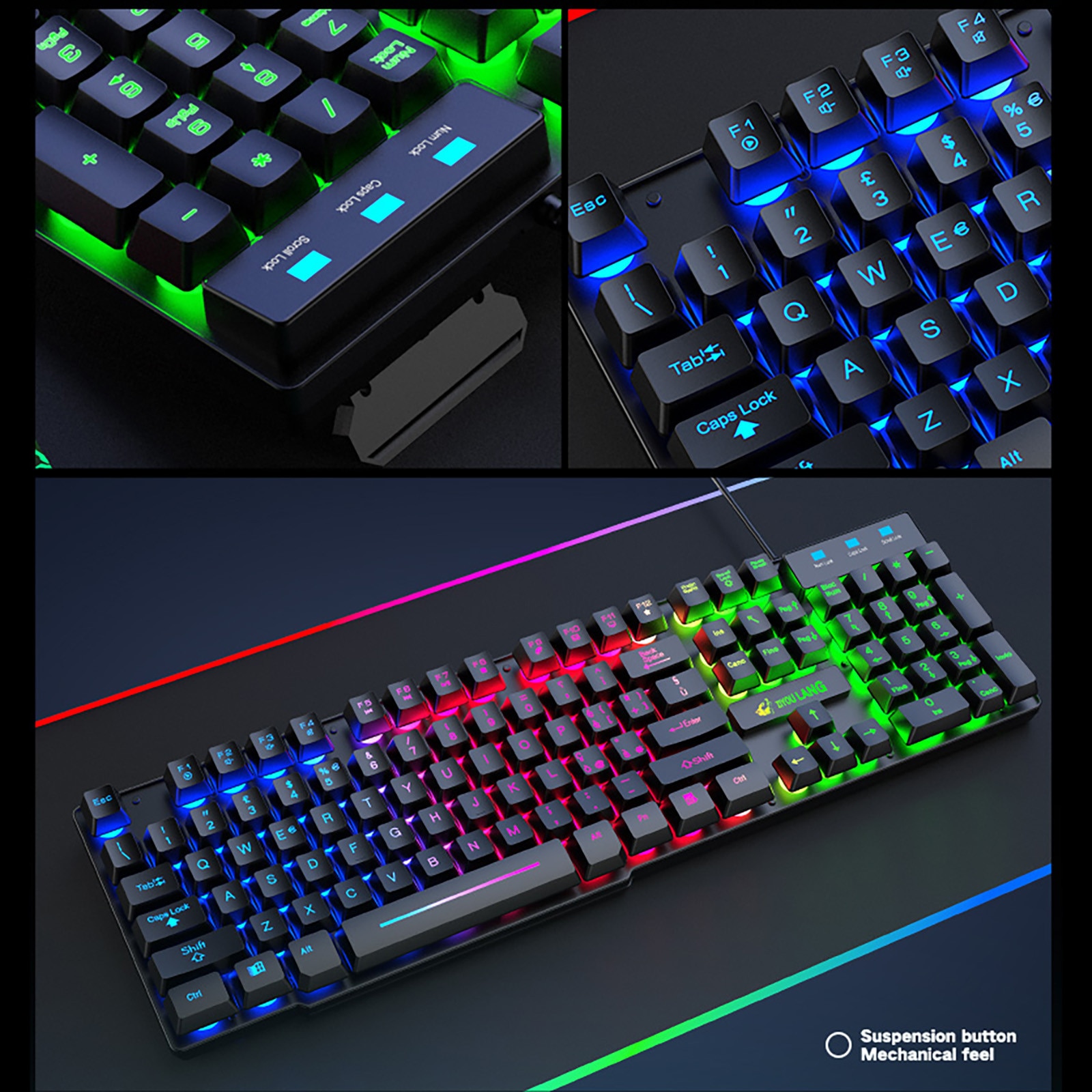T13 Italian Keyboard Rainbow Backlight Usb Ergonom... – Vicedeal