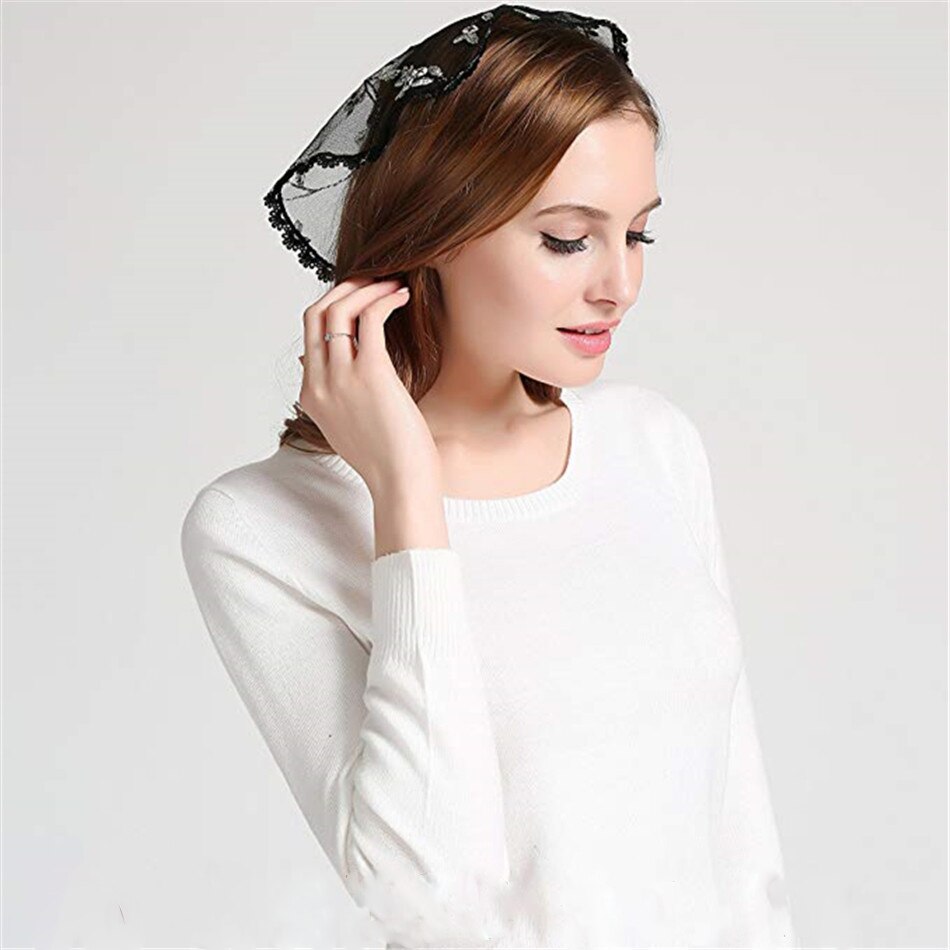 Small Black Lace Veil Mantilla for Church Catholic... – Vicedeal