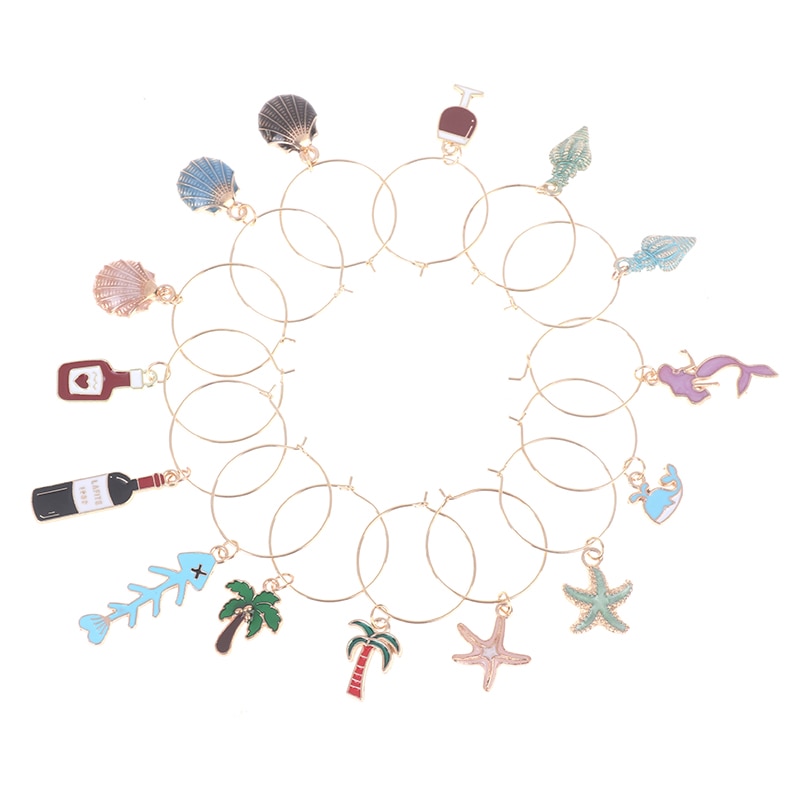 15 stk vinglass charms tusjer tags identifikasjon ... – Vicedeal