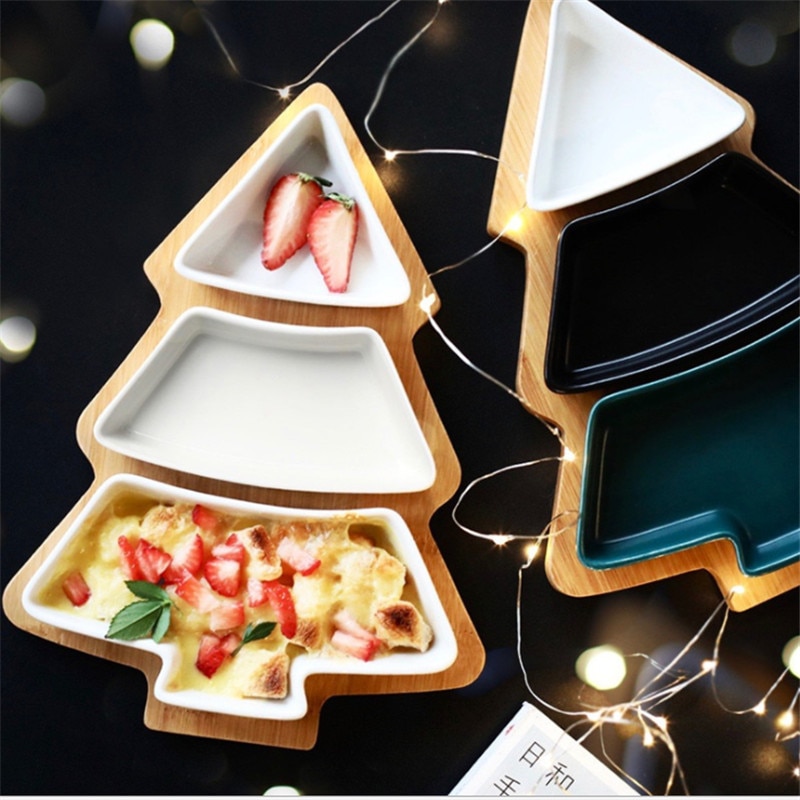 28cm full set ceramic bamboo Christmas tree tray S... – Vicedeal